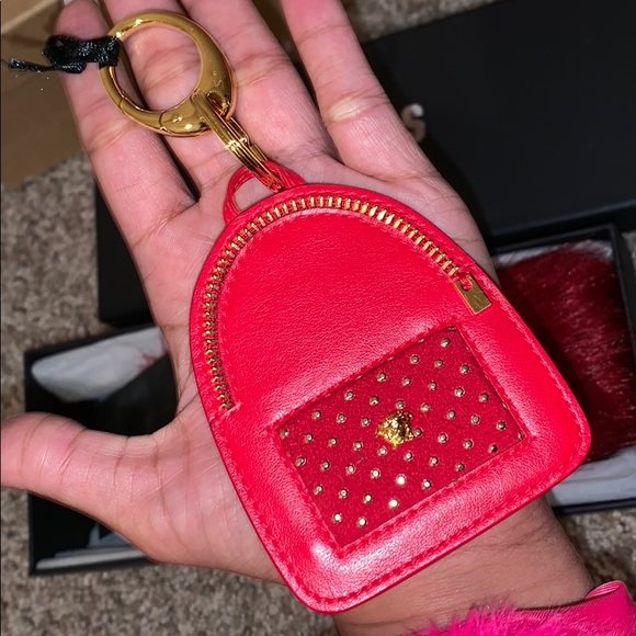 Versace | Accessories | Versus Versace Leather And Red Fur Keychain ...